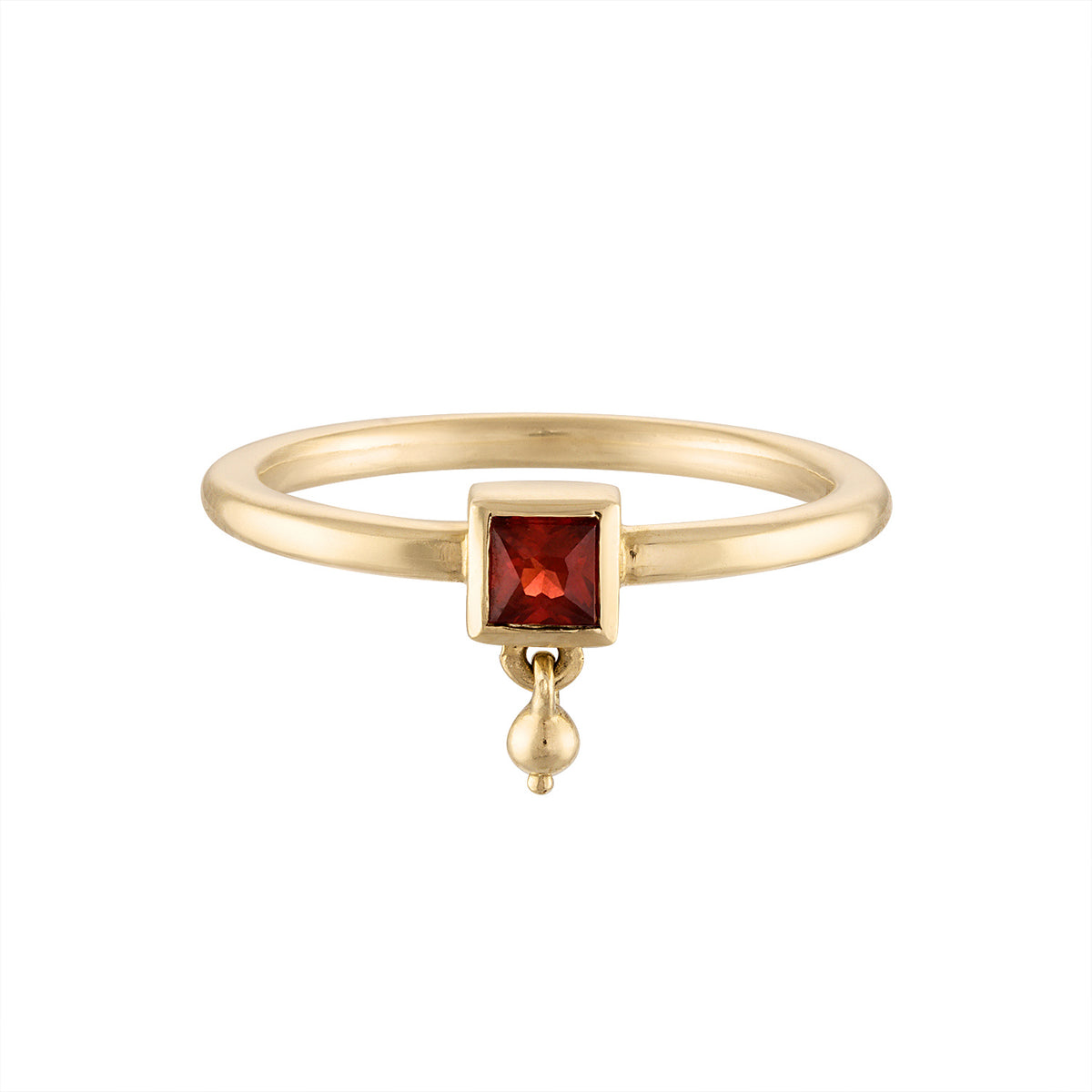 Square Drop Garnet Ring | Solid 14k Gold Modern Heirloom | Goldstories